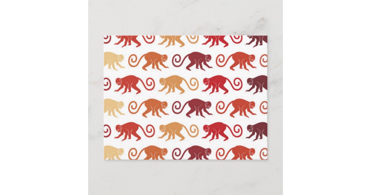 Red Monkeys Pattern Postcard | Zazzle