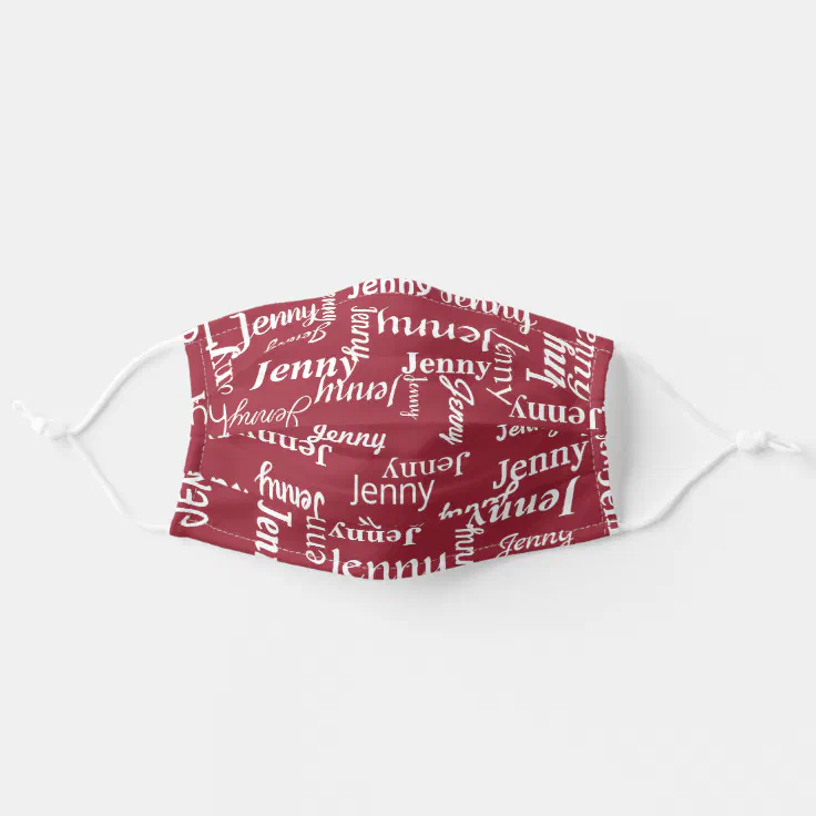 Red Monogram Name Pattern Cute Cool Modern Simple Adult Cloth Face Mask ...