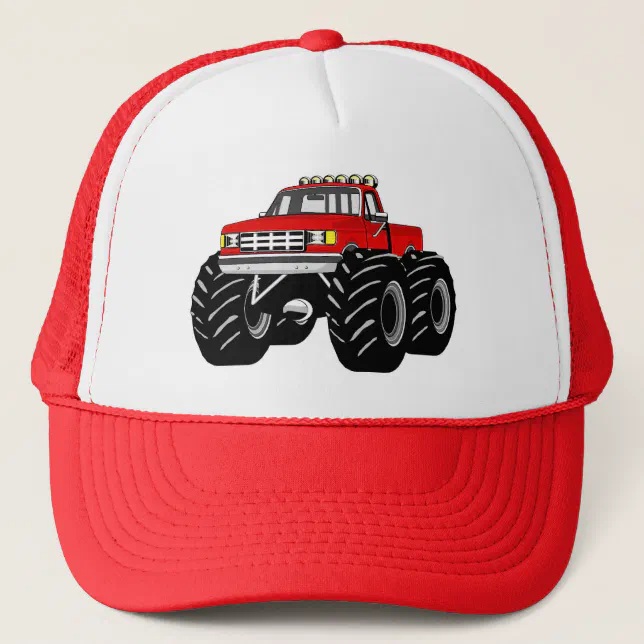 RED MONSTER TRUCK TRUCKER HAT | Zazzle