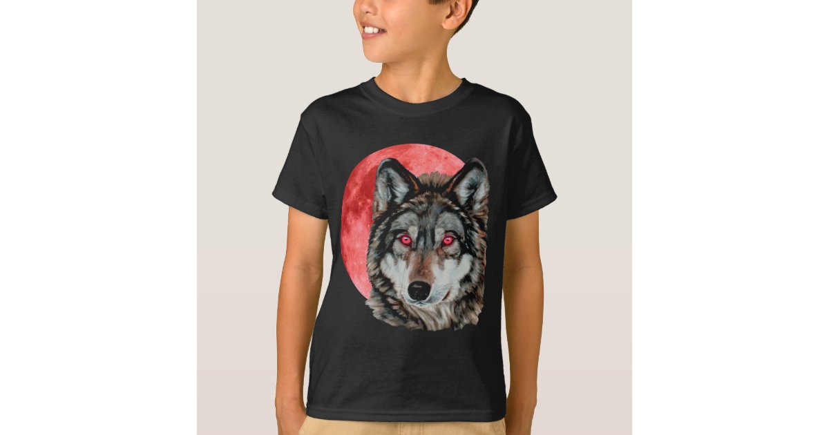 Red Moon Wolf T-Shirt | Zazzle