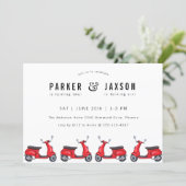 Red Moped Scooter Theme Joint Birthday Invitation | Zazzle