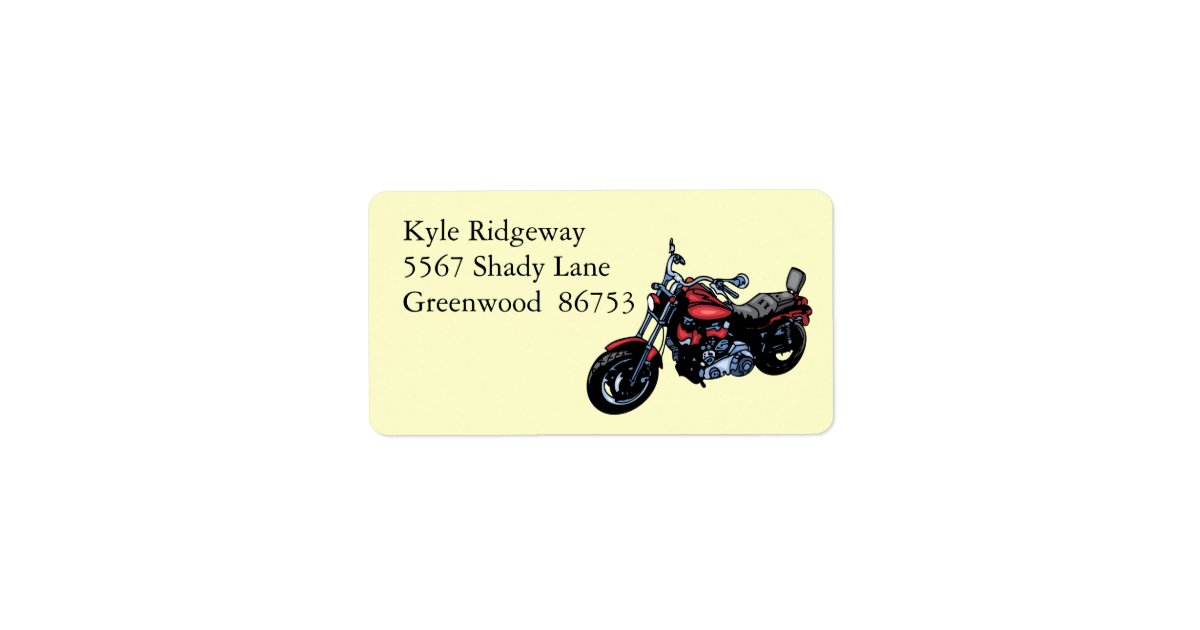 Red Motorcycle Address Label | Zazzle