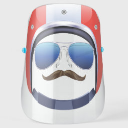 Red Motorcycle Helmet, Sunglasses & Mustache Face Shield | Zazzle