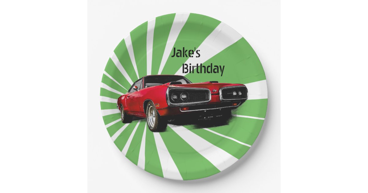 Red Muscle Car Paper Plates | Zazzle
