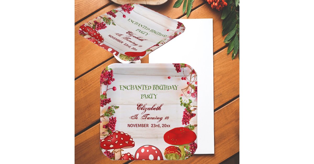 Red Mushroom Berry Garden Toadstool Birthday Party Paper Plates | Zazzle