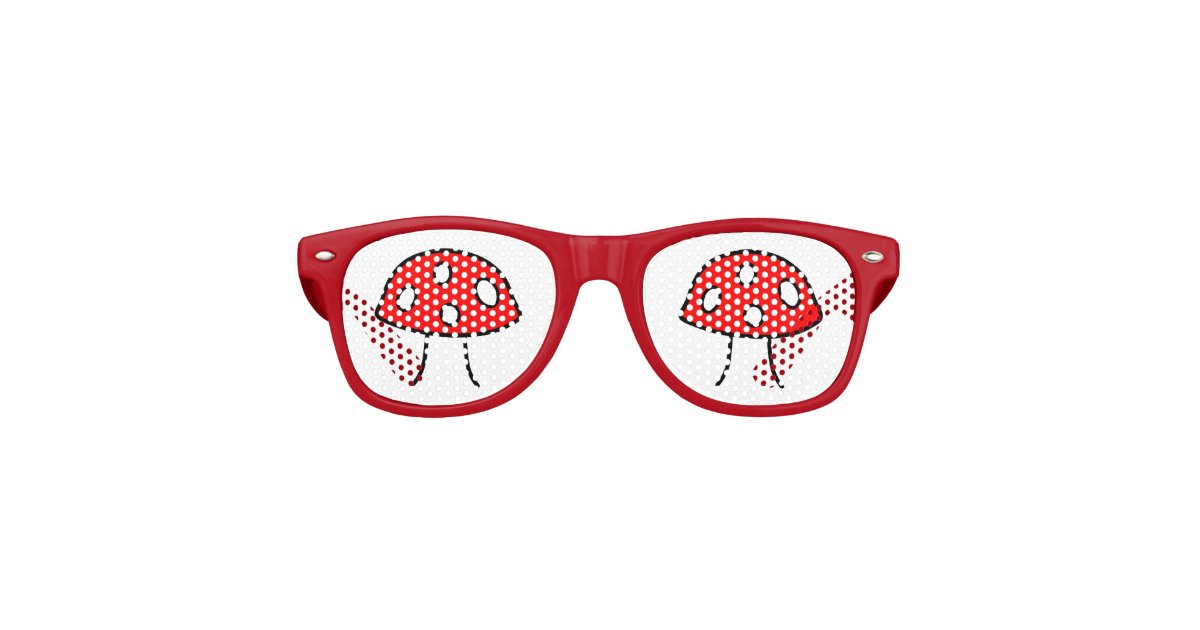 Red Mushroom Retro Party Shades | Zazzle