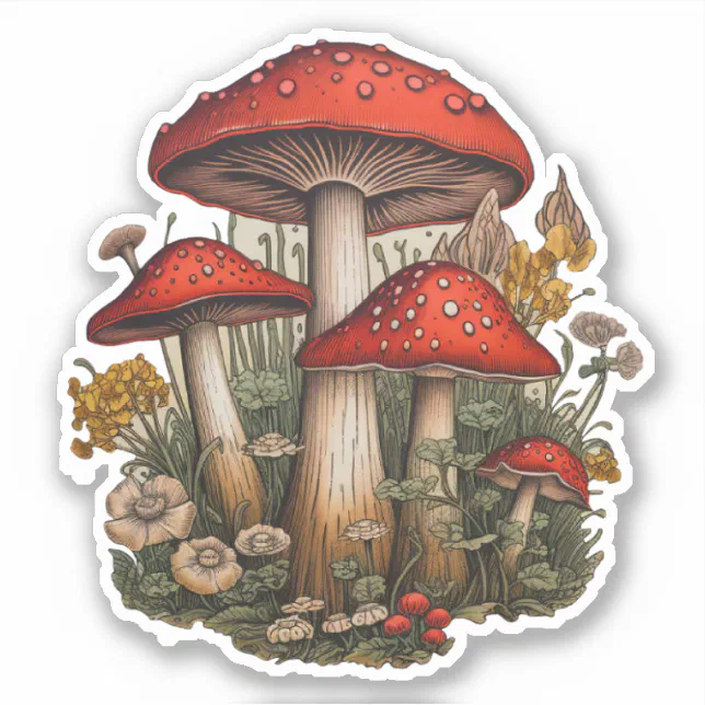 Red Mushroom Sticker | Zazzle