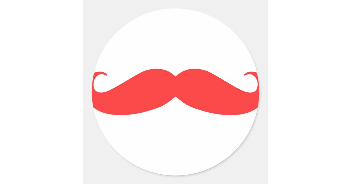 Red Mustache Stache for Christmas Classic Round Sticker | Zazzle