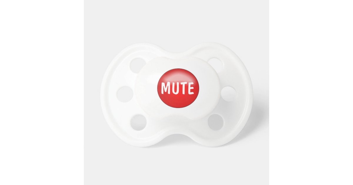 Red Mute Button Funny Baby Soother or Binkie | Zazzle