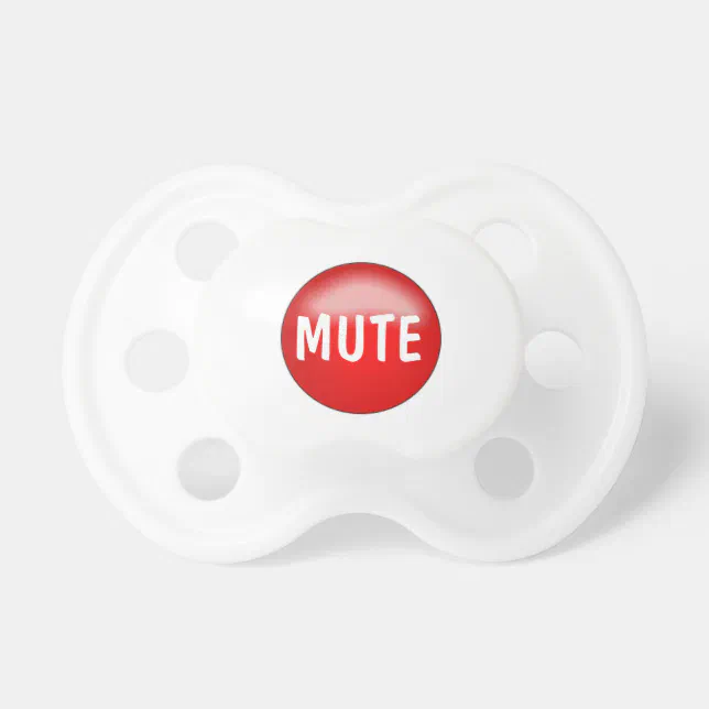 Red Mute Button Funny Baby Soother or Binkie | Zazzle
