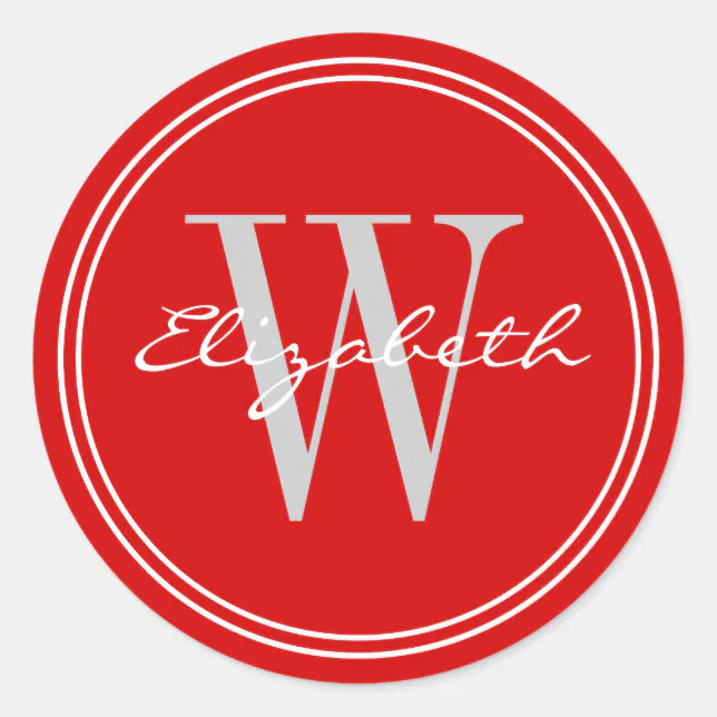 Red Name Monogram Envelope Seals | Zazzle