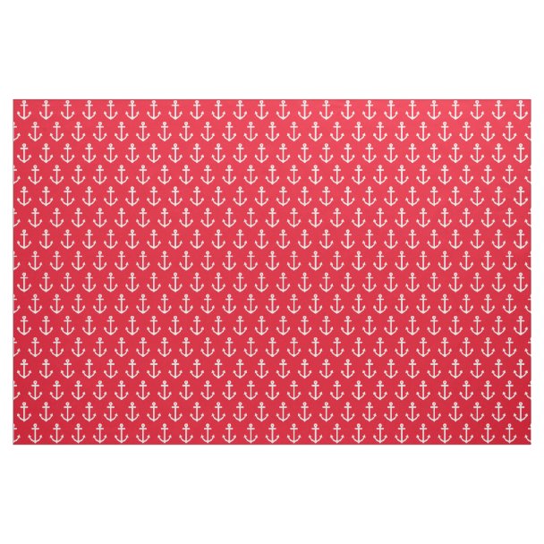 Nautical Anchors Pattern | Red White Navy Blue Fabric | Zazzle