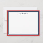 Red & Navy Blue Borders Add Your Name Note Card | Zazzle