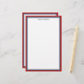 Red & Navy Blue Borders Add Your Name Stationery | Zazzle