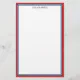 Red & Navy Blue Borders Add Your Name Stationery | Zazzle