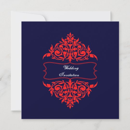 Red Navy Blue Ornate Stylish Invitations | Zazzle.com