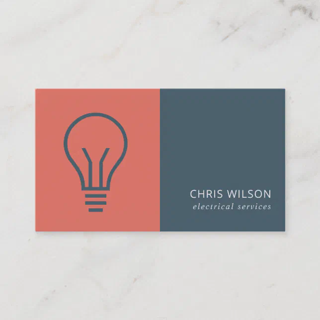 RED NAVY GREY ELECTIC BULB ELECTRICIAN ELECTRIC BUSINESS CARD | Zazzle