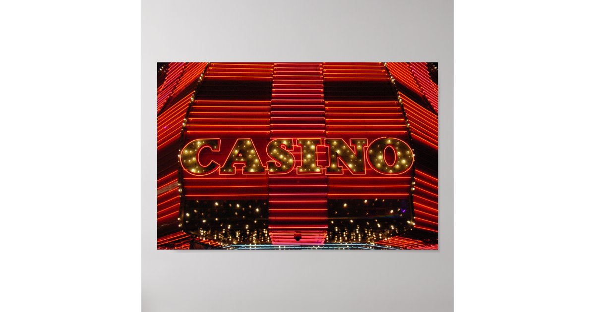 Red neon casino sign in Las Vegas poster | Zazzle