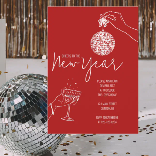 red new years party invitation | Zazzle