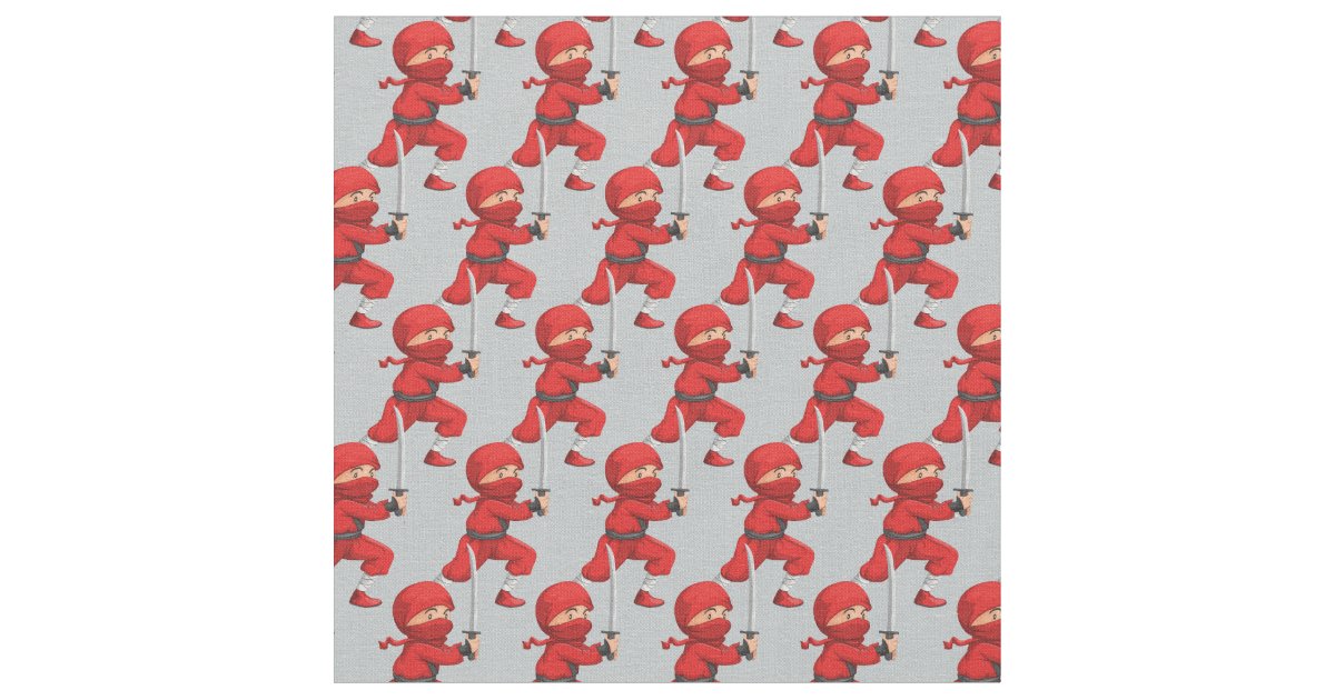 Red Ninja Design Fabric | Zazzle