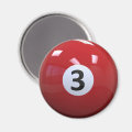 Red No. 3 Billiard Pool Ball Magnet | Zazzle