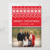 Red Nordic Pattern Christmas Photo Holiday Card | Zazzle