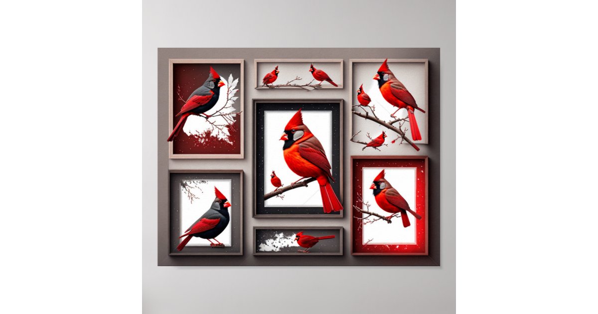 Red Northern Cardinal Bird Poster | Zazzle