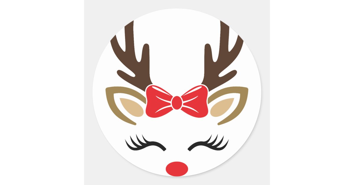 Red Nose Reindeer Classic Round Sticker | Zazzle