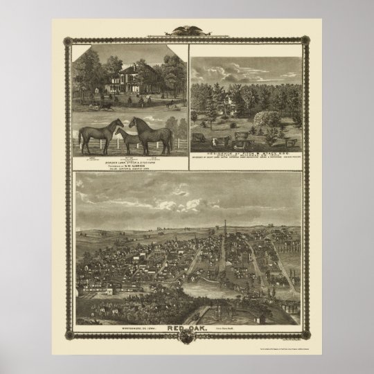 Red Oak, IA Panoramic Map - 1875 Poster | Zazzle.com