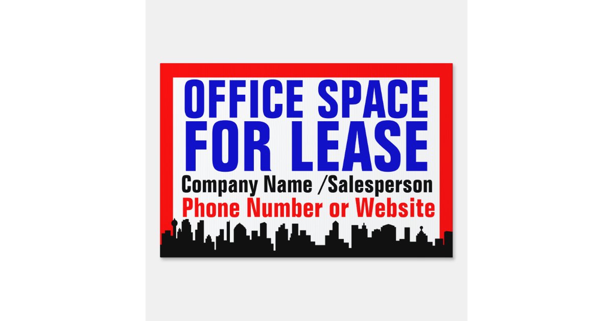 Red Office Space For Lease Sign, Customizable Sign | Zazzle