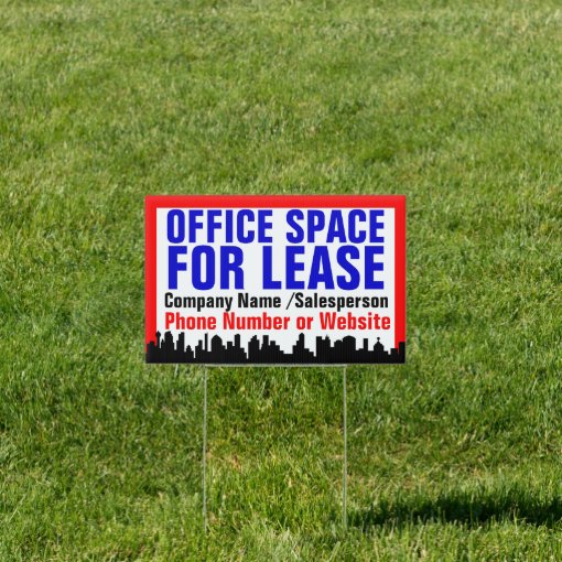 Red Office Space For Lease Sign, Customizable Sign | Zazzle