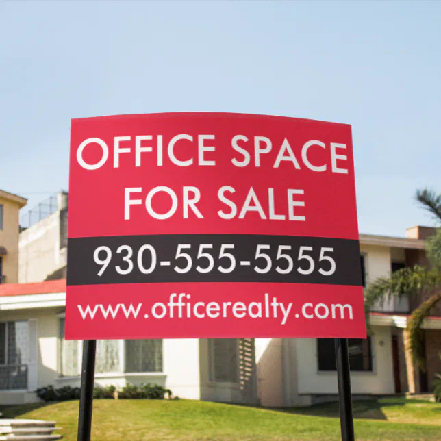 Red Office Space for Sale Commercial Real Estate Sign | Zazzle