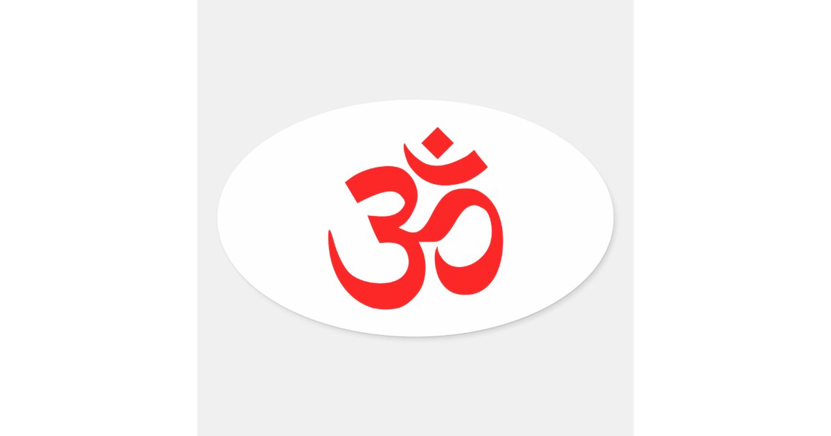 Red Om Symbol Oval Sticker | Zazzle