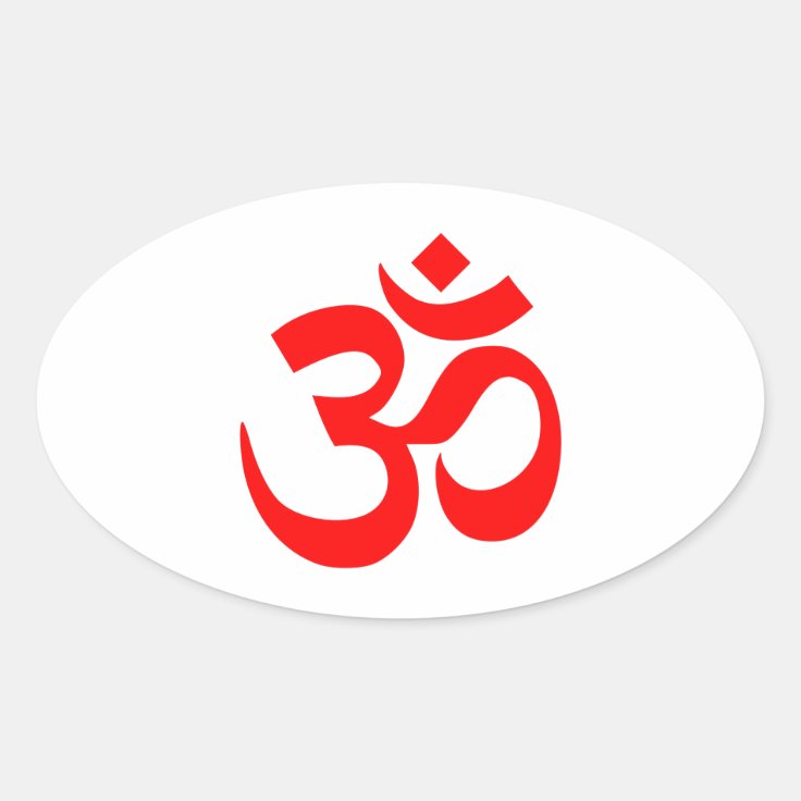 Red Om Symbol Oval Sticker | Zazzle