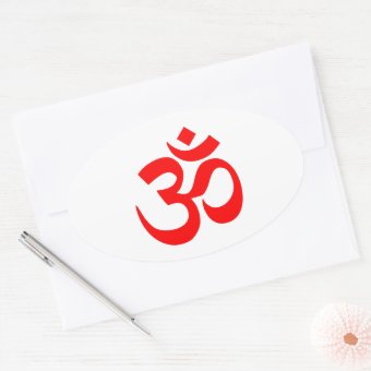 Red Om Symbol Oval Sticker | Zazzle