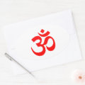 Red Om Symbol Oval Sticker | Zazzle