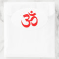 Red Om Symbol Oval Sticker | Zazzle