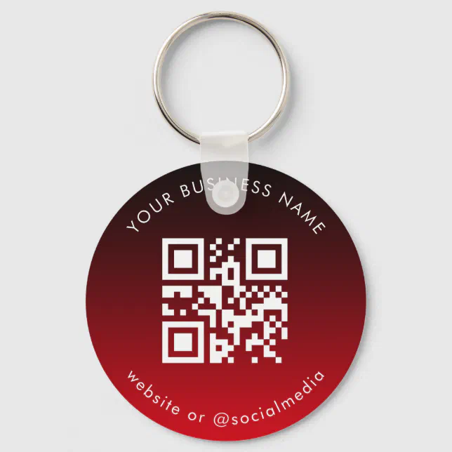 Red Ombre Add Custom Business Qr Code Scan Keychain | Zazzle