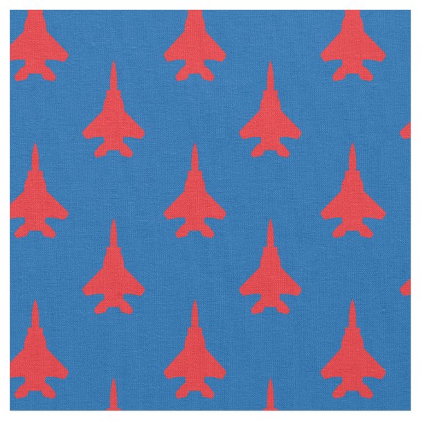 Blue on Blue Strike Eagle Fighter Jet Pattern Fabric | Zazzle.com