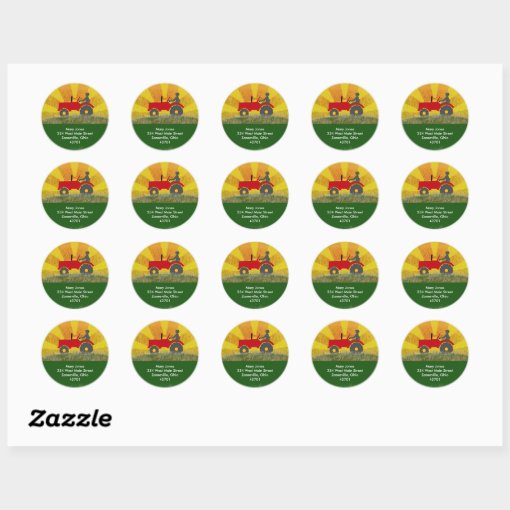 Red or Green Tractor Address Label | Zazzle
