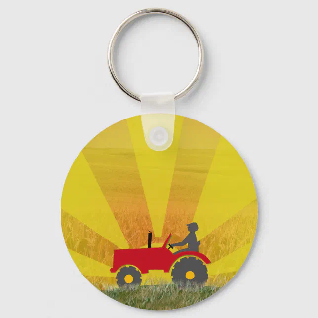 Red or Green Tractor Keychain | Zazzle