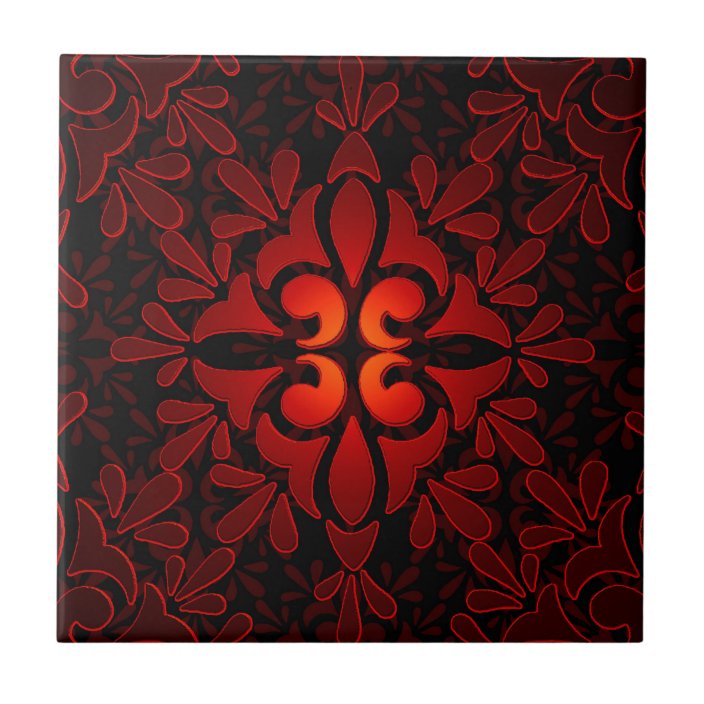 Red Orange Black Modern Geometric Design Tile | Zazzle.com