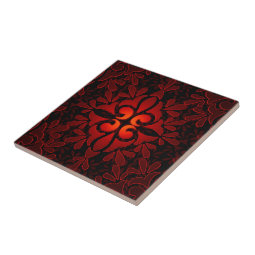 Red Orange Black Modern Geometric Design Tile | Zazzle