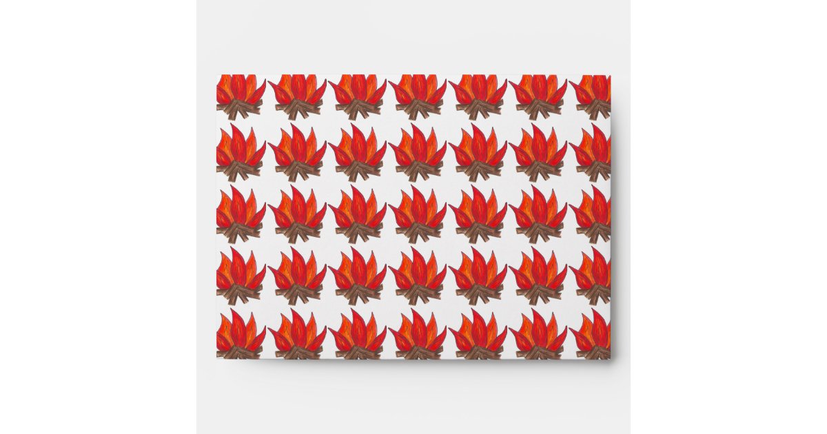 Red Orange Camping Campfire Fire Summer Camp Envelope | Zazzle