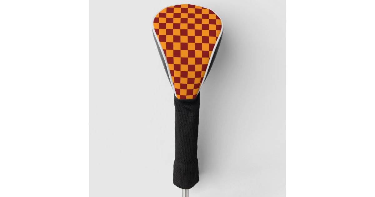 Red + Orange Check Checkered Checkerboard Pattern Golf Head Cover | Zazzle