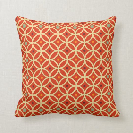 Red Orange Mid Century Modern Geometric Pattern Throw Pillow | Zazzle.com