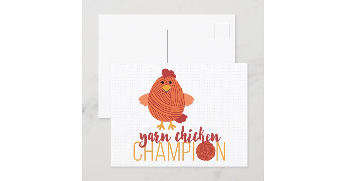 Red & Orange Yarn Chicken Champion Postcard | Zazzle