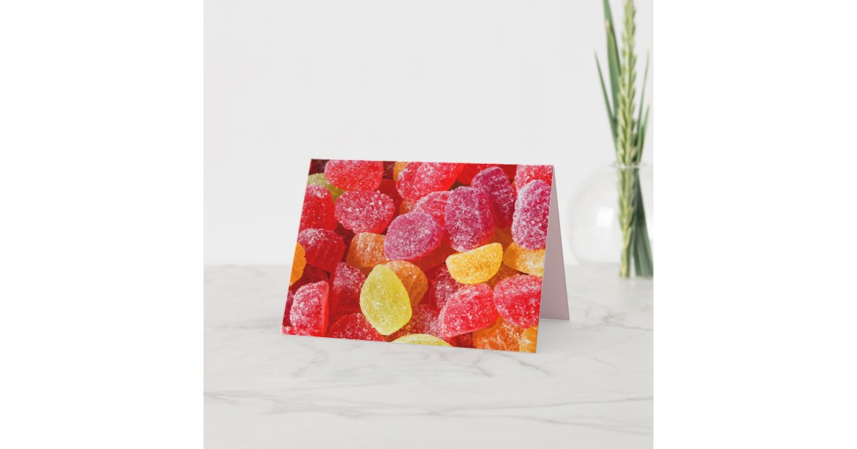 Red Orange Yellow Jelly Candies, Blank Inside Card | Zazzle