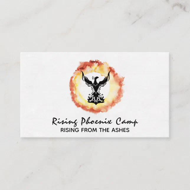 RED ORANGE YELLOW Rings of Fire Black Phoenix Business Card | Zazzle