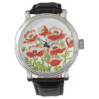 Red poppies and white daisies floral pattern watch | Zazzle.com